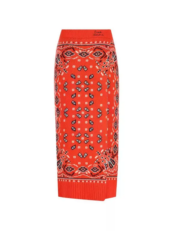 Giada Benincasa Bandana-print Knitted Midi Skirt - Red