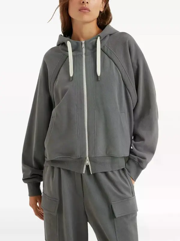 Brunello Cucinelli Monili Cotton Zip-up Hoodie - Grey