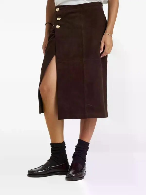Liu Jo Button-embellished Wrap Midi Skirt - Brown
