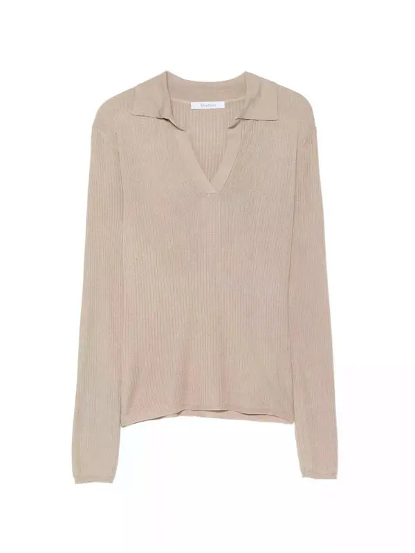 Max Mara Ribbed-knit Polo Sweater - Neutrals