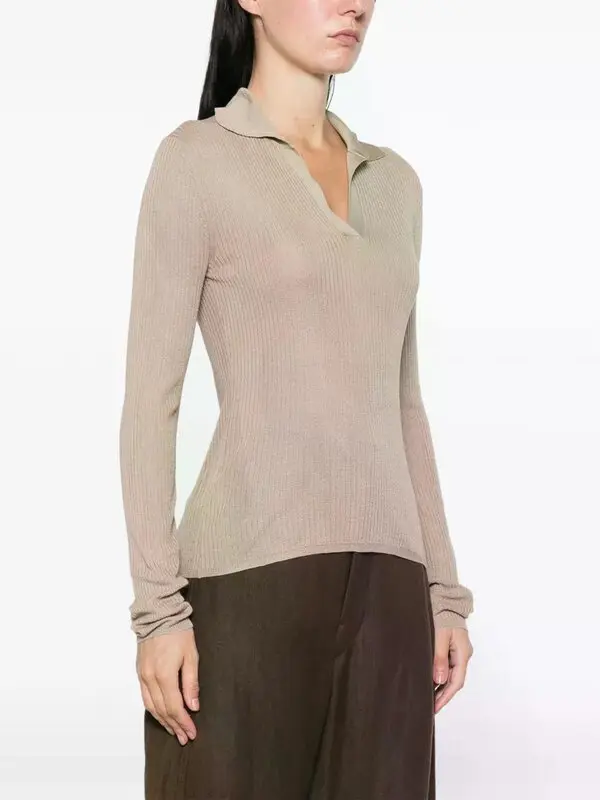 Max Mara Ribbed-knit Polo Sweater