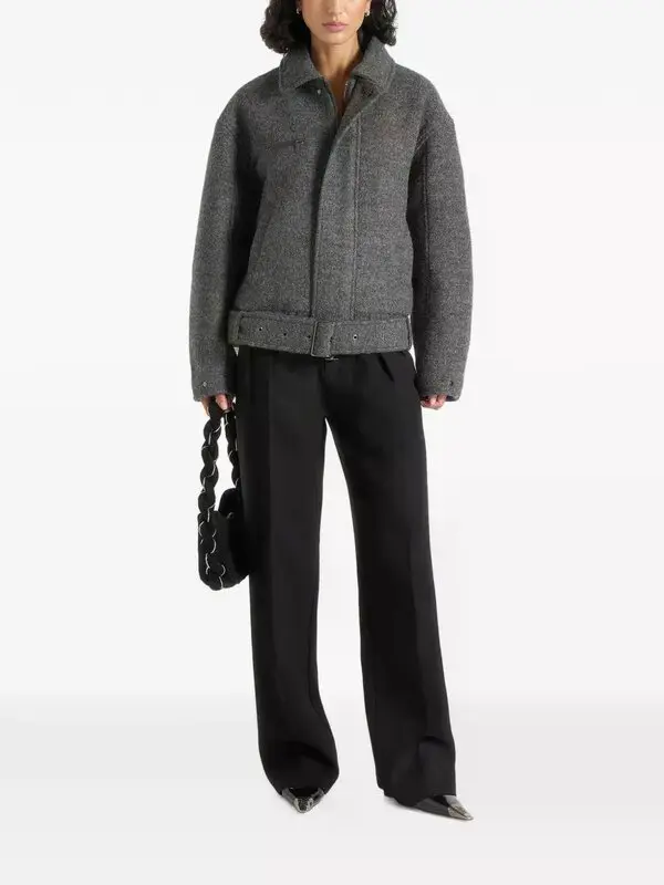 Manière De Voir Ezra In Wool Belted Bomber Jacket