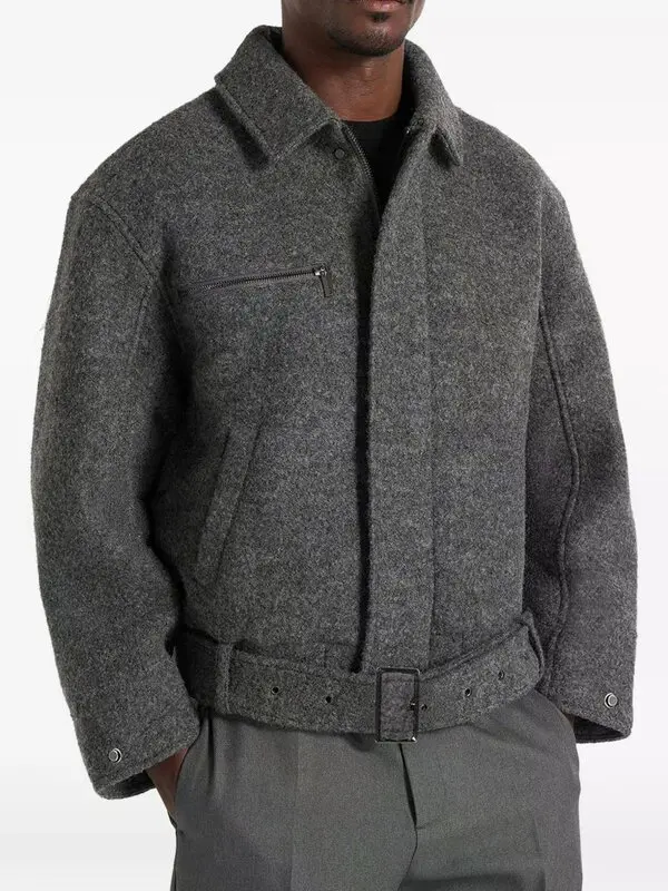 Manière De Voir Ezra In Wool Belted Bomber Jacket