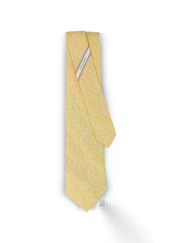 FERRAGAMO Charlie-print Silk Tie - Yellow