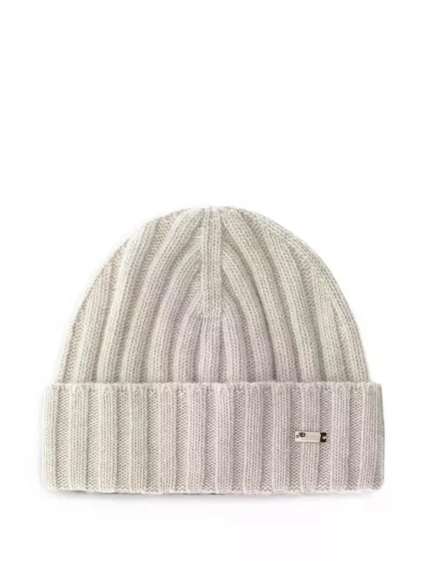 Herno Ribbed-knit Wool Beanie Hat - Neutrals