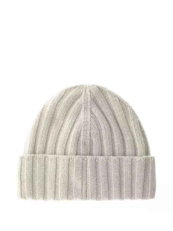 Herno Ribbed-knit Wool Beanie Hat - Neutrals