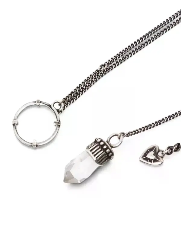 ANN DEMEULEMEESTER Tone Asymmetric Chain Drop Earrings With Crystal Pendant