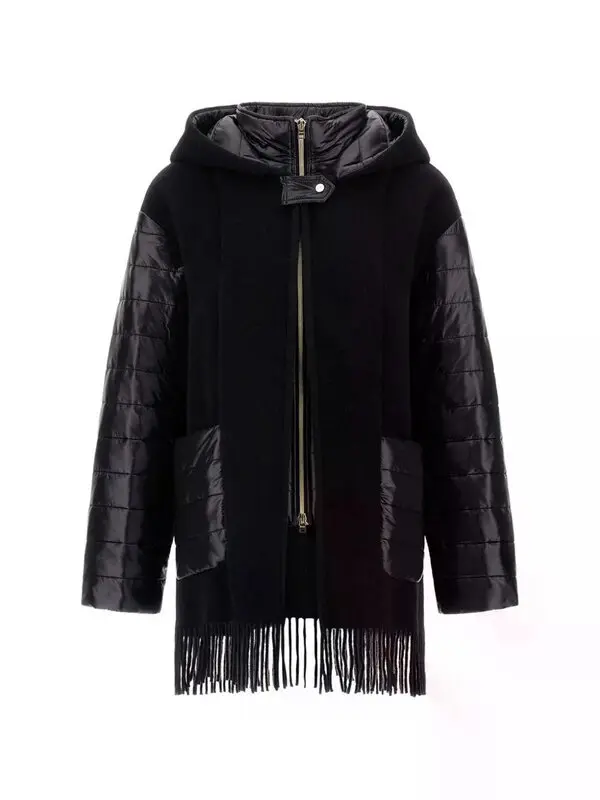 Herno Ultralight Fringed Single-breasted Coat - Black