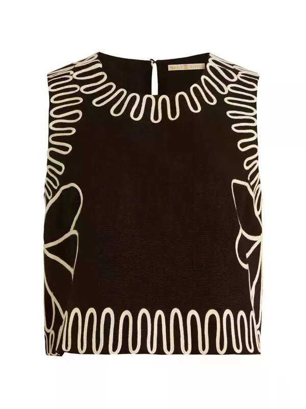 MARIE OLIVER Davis Embroidered Sleeveless Top - Black