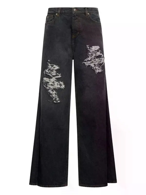 John Richmond Distressed Wide Leg Jeans