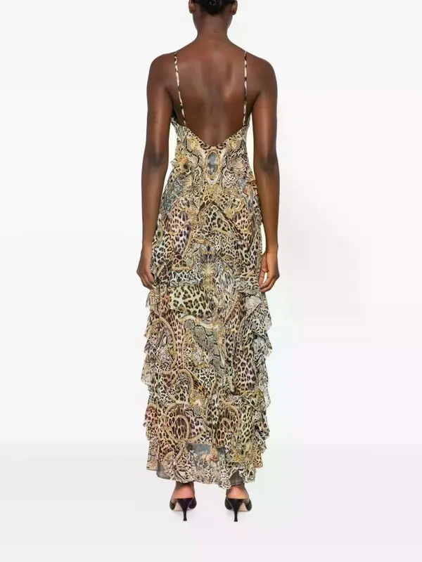 Camilla Ruffled Leopard Print Maxi Dress