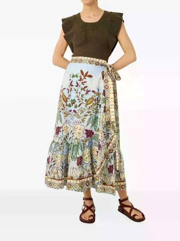 MARIE OLIVER Teresa Floral-print Wrap Midi Skirt