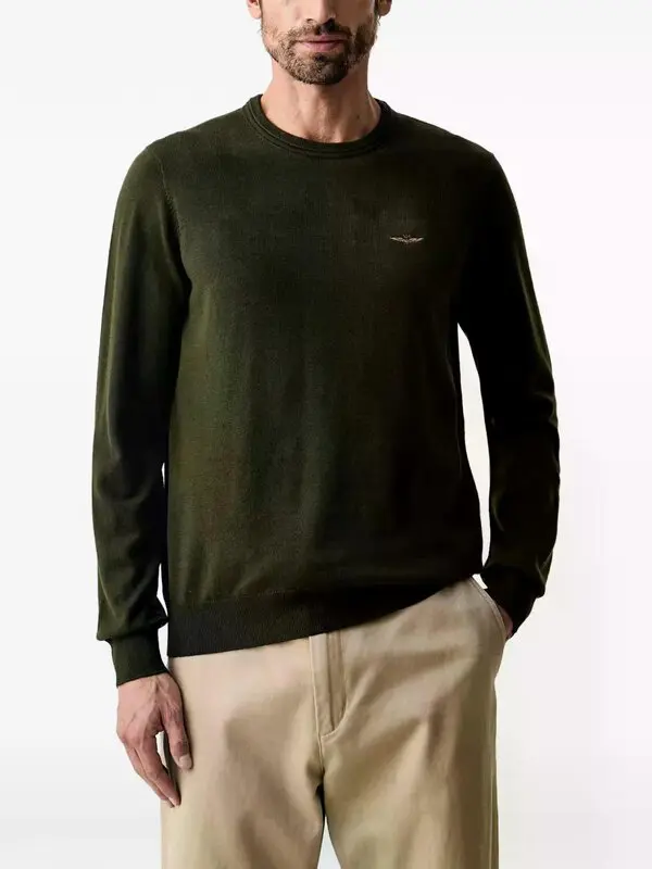 AERONAUTICA MILITARE Logo-embroidered Wool Sweater - Green