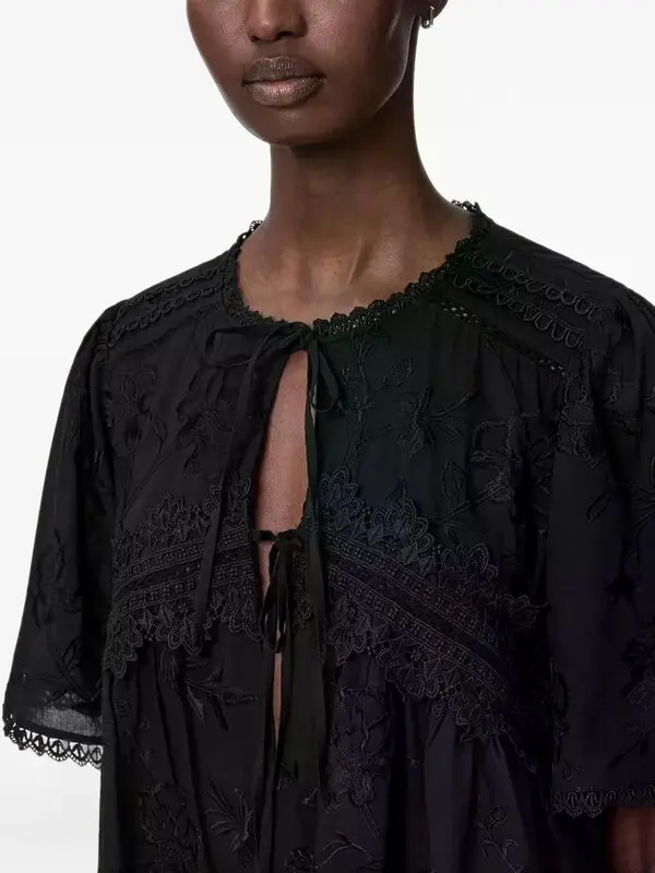 ALLSAINTS Lillith Embroidered Short Sleeve Blouse