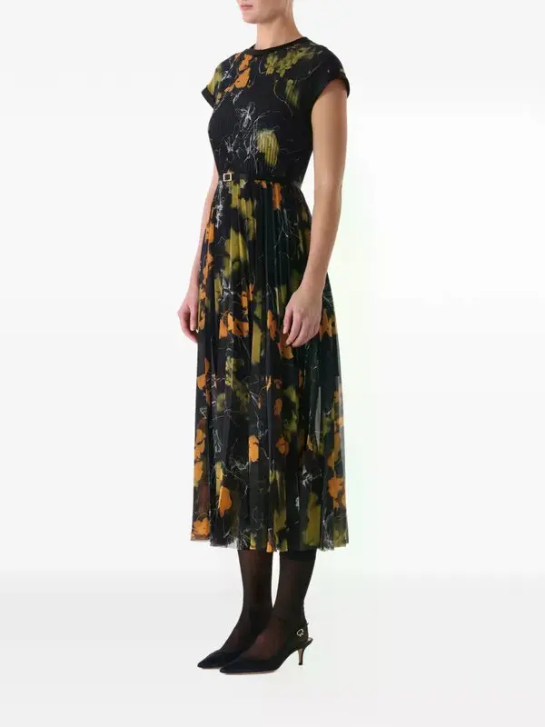JASON WU Floral Print Belted Midi Dress