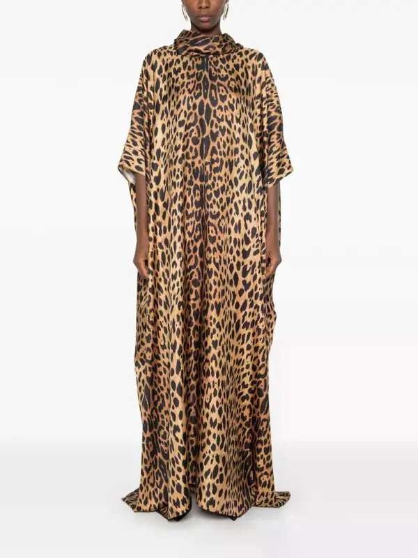 Gucci Leopard Print Silk Maxi Dress
