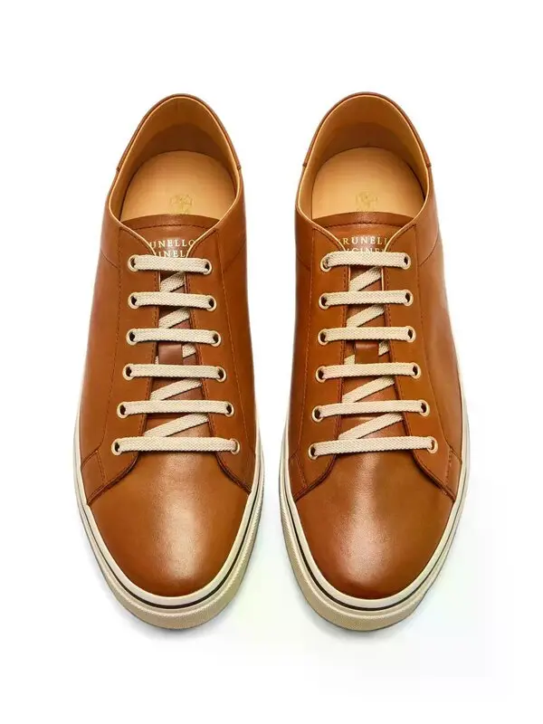 Brunello Cucinelli Lace-up Leather Sneakers - Brown