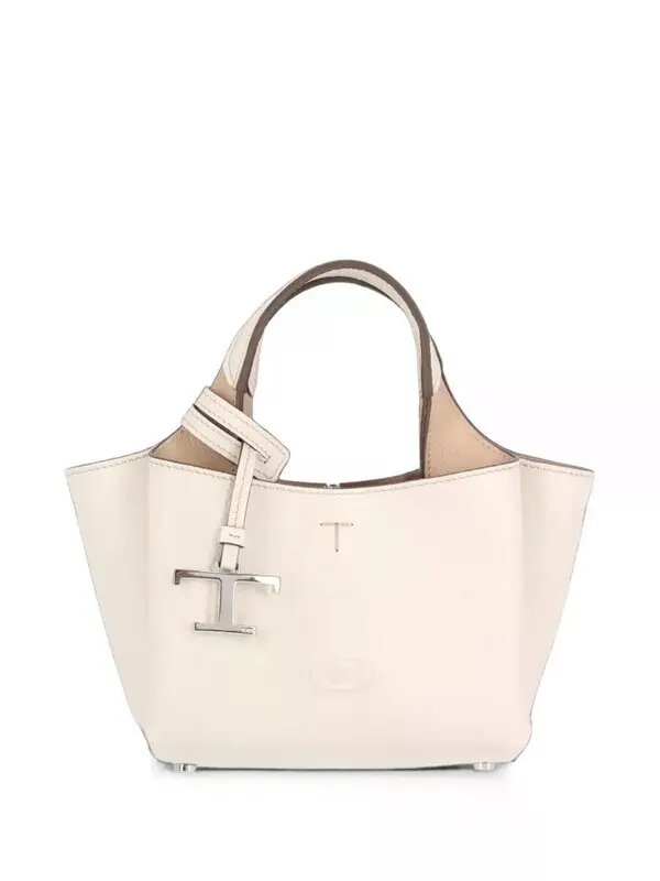 TOD'S Calfskin Leather Handheld Bag With T Timeless Pendant