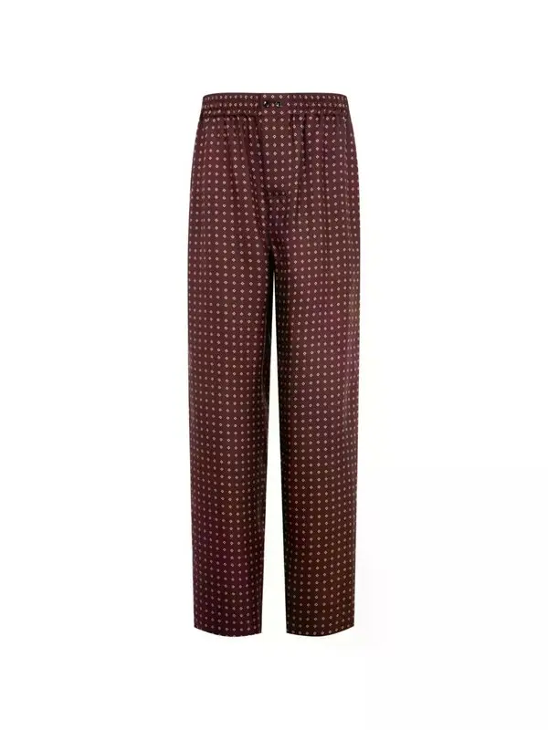 Saint Laurent Geometric-print Straight Trousers - Red