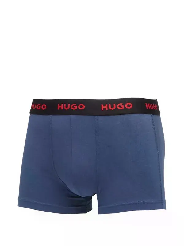 Hugo Three-pack Of Stretch-cotton Trunks With Logo Waistband