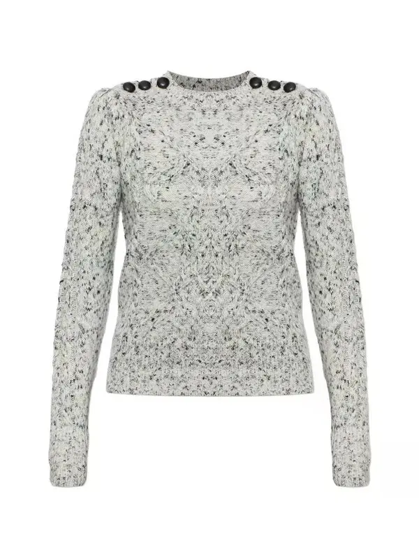 MARANT ETOILE Anastasia Button-embellished Cable-knit Sweater - Grey