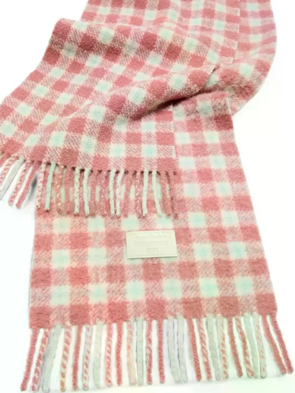 Acne Studios Checked Logo Scarf - Pink
