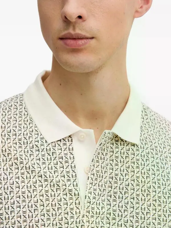 Armani Exchange Monogram-print Short-sleeve Polo Shirt