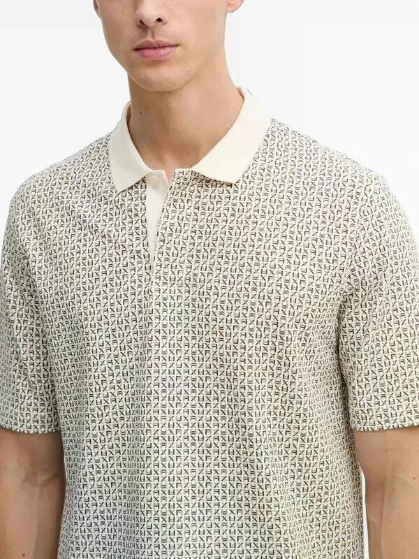 Armani Exchange Monogram-print Short-sleeve Polo Shirt