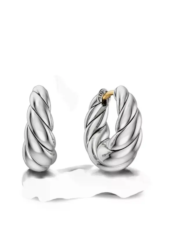 David Yurman Sculpted Cable Tapered Hoop Earrings