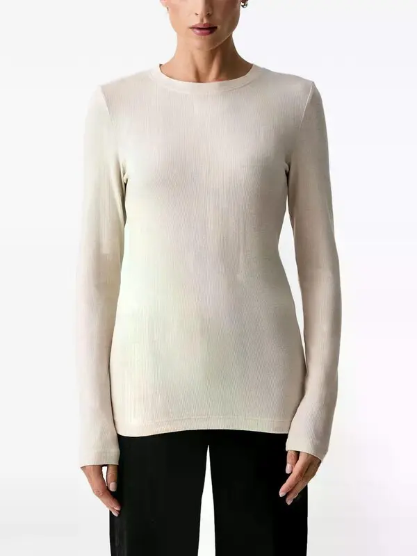 Marc O'polo Ribbed-knit Long-sleeve T-shirt - Neutrals