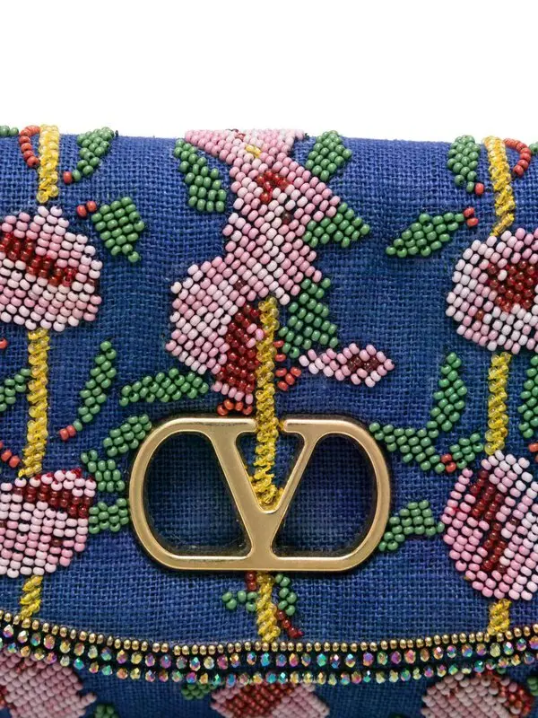 Valentino Garavani Vlogo Signature Bead-embellished Shoulder Bag