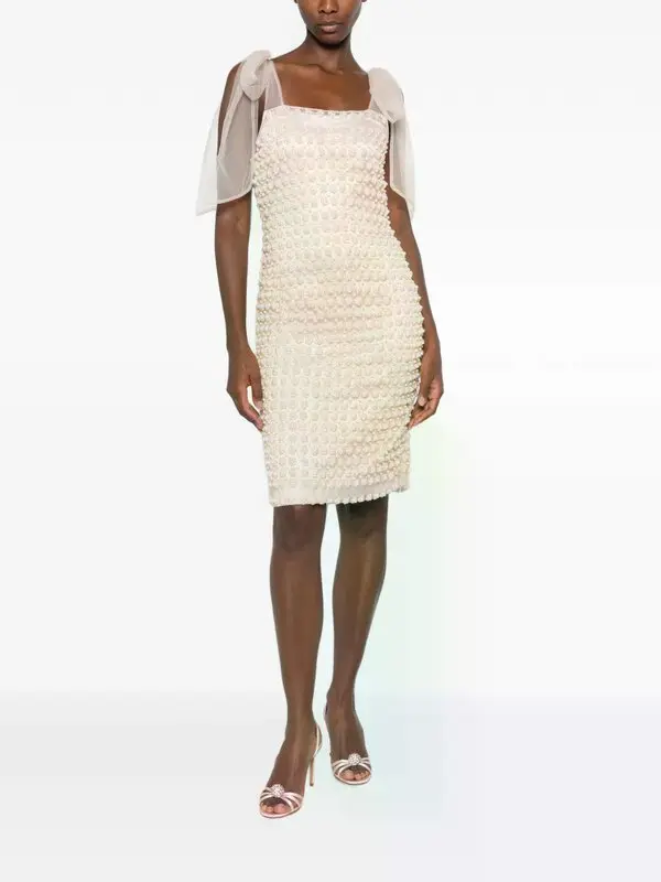 DUNESI Sofia Hand-beaded Midi Dress With Floral Motif