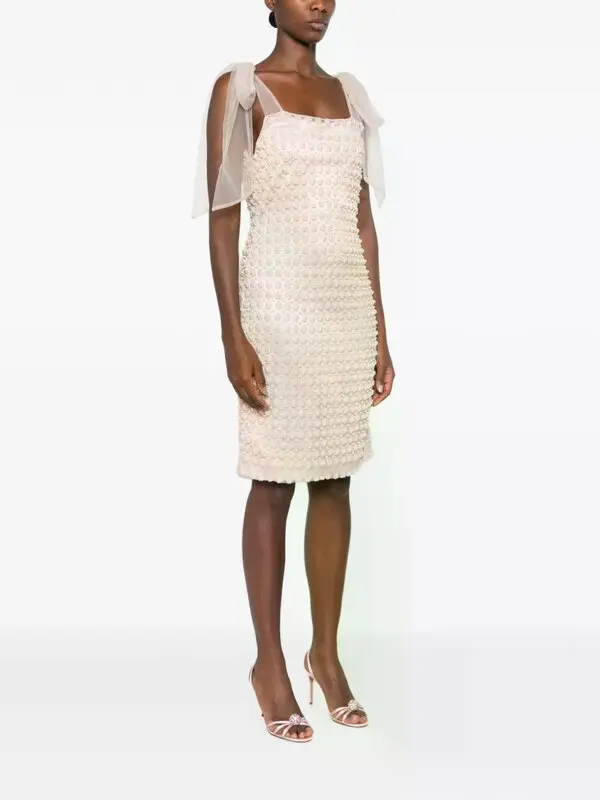 DUNESI Sofia Hand-beaded Midi Dress With Floral Motif