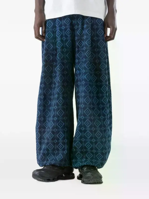 MAHARISHI Komon Aizome Diamond-pattern Drawstring Trousers