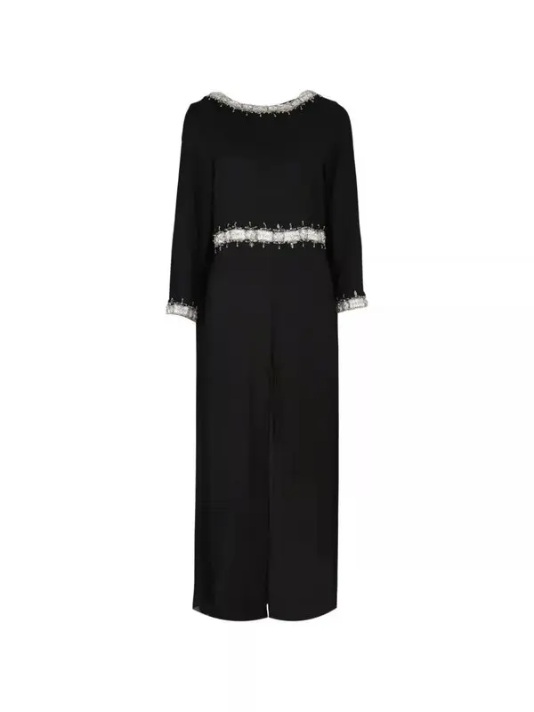 LOODYANA Hand-embroidered Cape-detail Jumpsuit - Black