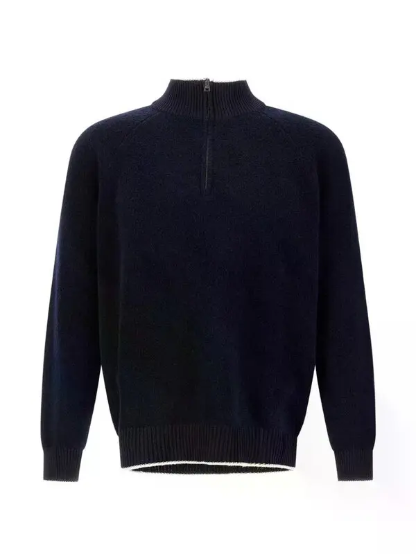 Herno Bouclé Half-zip Sweater - Blue