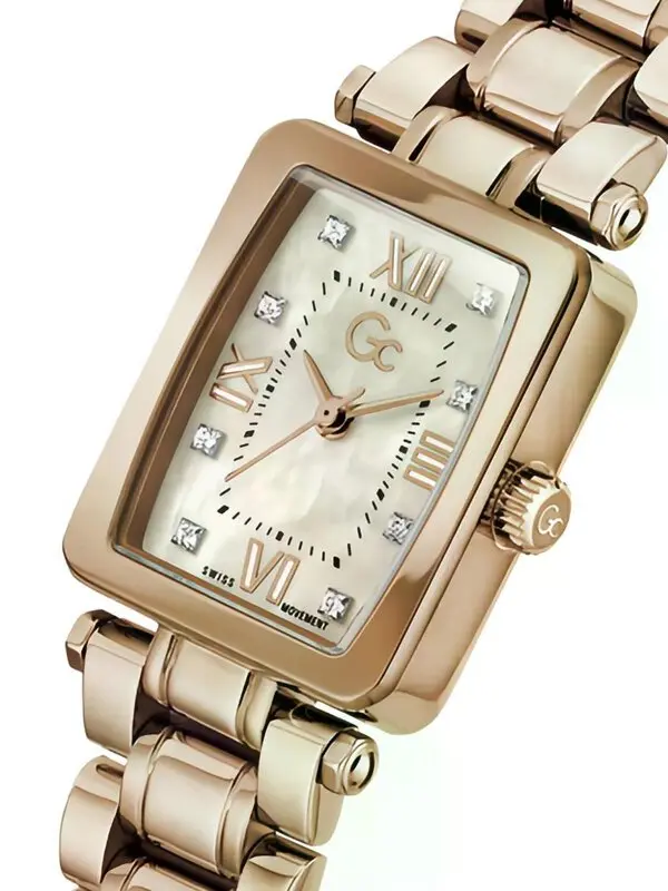 Guess Gc Rectangular Case 21mm Rose Gold-tone Watch