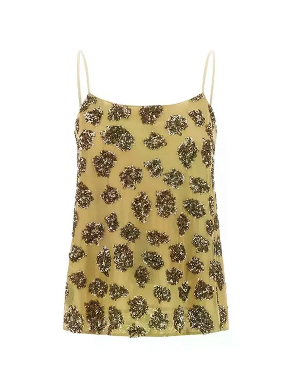 Herno Embellished Leopard Pattern Tank Top - Green