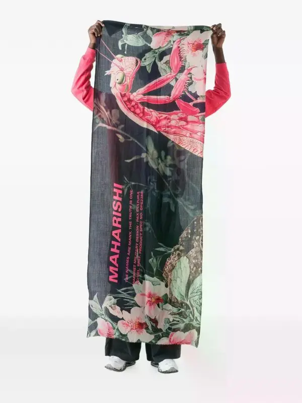 MAHARISHI Floral-print Fringed Scarf