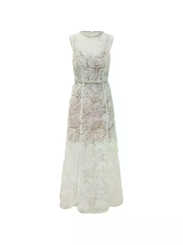 SELF-PORTRAIT Floral-lace Mermaid-hem Maxi Dress - White