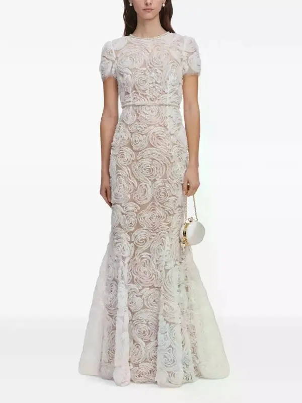 SELF-PORTRAIT Floral-lace Mermaid-hem Maxi Dress