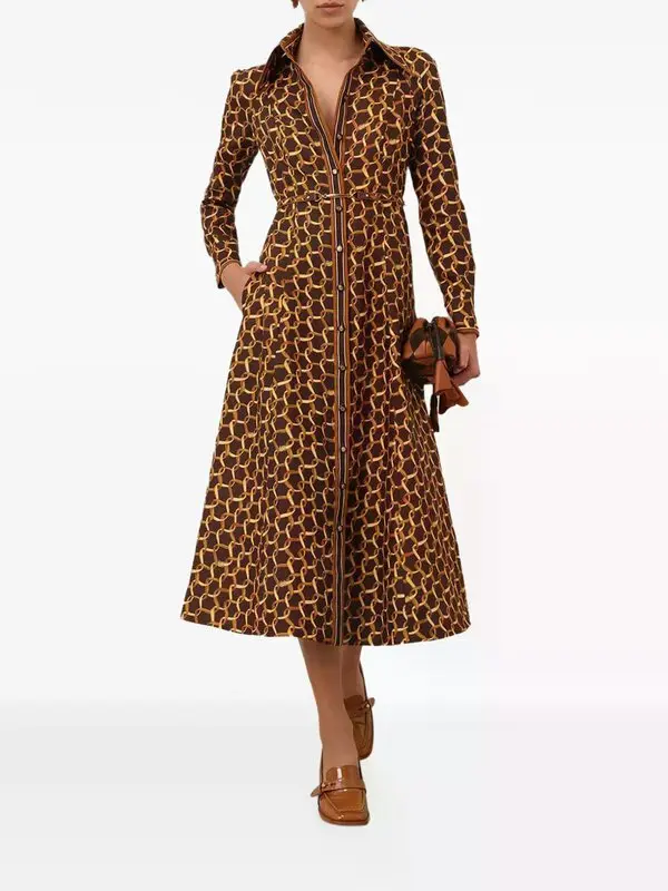 Zimmermann Chain Print Belted Midi Dress