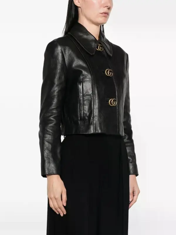 Gucci Leather Aged-effect Jacket
