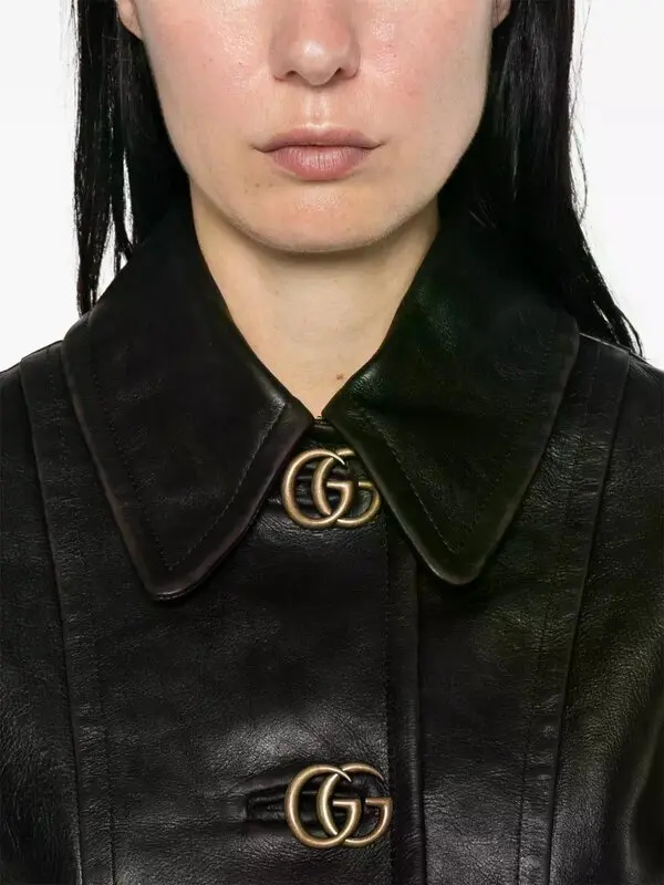 Gucci Leather Aged-effect Jacket