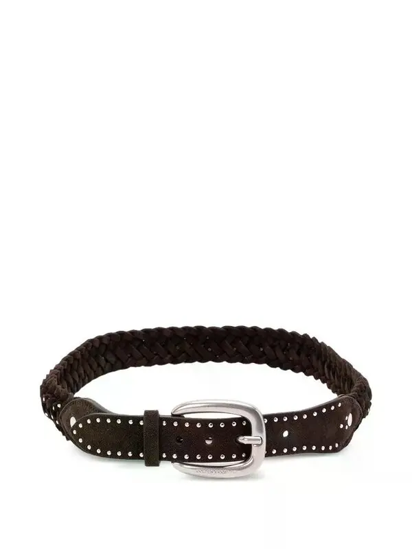 GOLDEN GOOSE Houston Woven Suede Belt - Brown