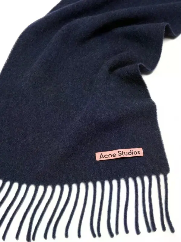 Acne Studios Fringe Wool Scarf Skinny - Blue