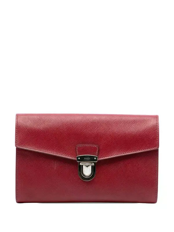 Prada Saffiano Leather Envelope Clutch Bag