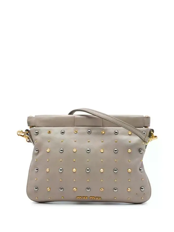 Miu Miu Studded Nappa Leather Frame Clutch Bag