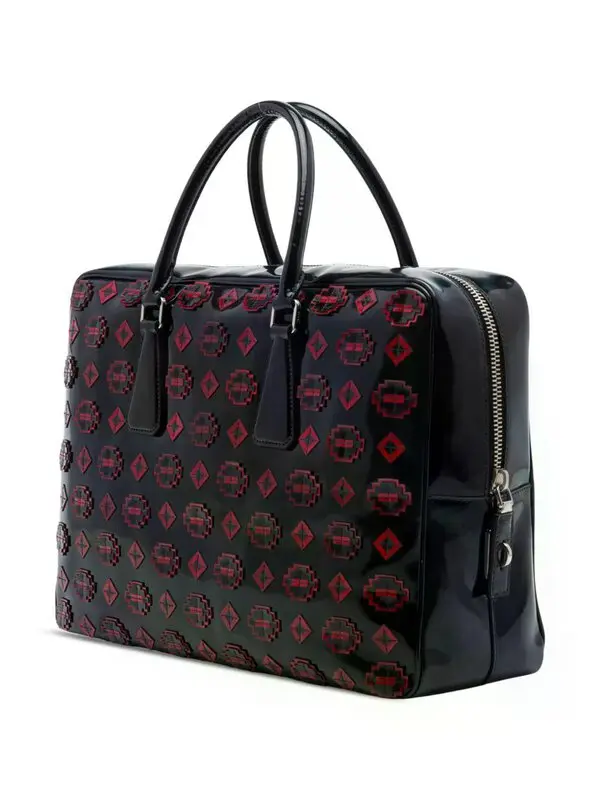 Prada Spazzolato Leather Briefcase With Geometric Applique