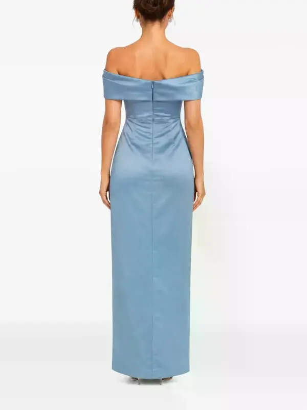 LOODYANA Hyacinth Bead-embellished Off-shoulder Maxi Dress